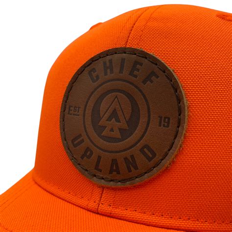 Snapback Hat Blaze Orange Leather Roundel Chief Upland
