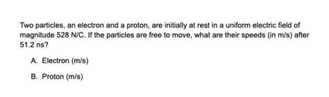 Solved Two Particles An Electron And A Proton Are