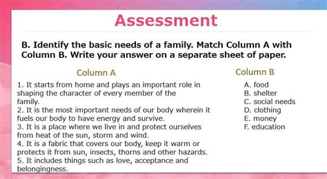 Assessment B Identify The Basic Needs Of A StudyX