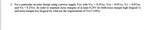 SOLVED For A Particular Inverter Design Using A Power Supply VDD With VoL VDD VoH