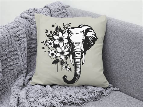 Floral Elephant Svg Floral Elephant Head Svg Floral Animal Svg