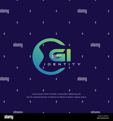 Gi Initial Letter Circular Line Logo Template Vector With Gradient