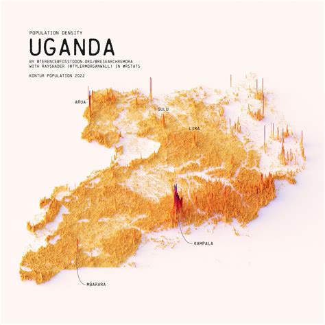 Population Density Map Of Uganda By Maps On The Web