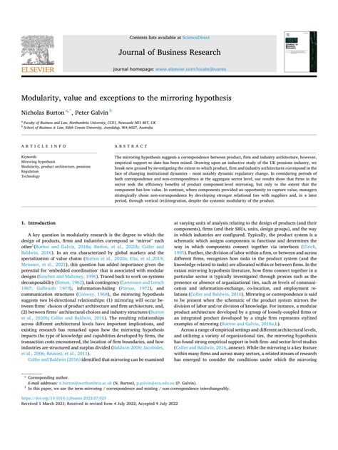 Pdf Modularity Value And Exceptions To The Mirroring Hypothesis