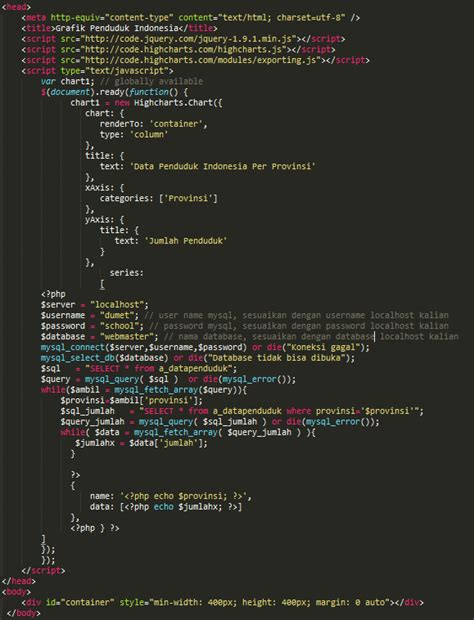 membuat diagram batang collumn drilldown dengan php mysql kursus