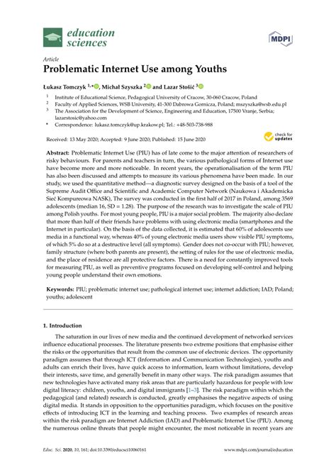 Pdf Problematic Internet Use Among Youths
