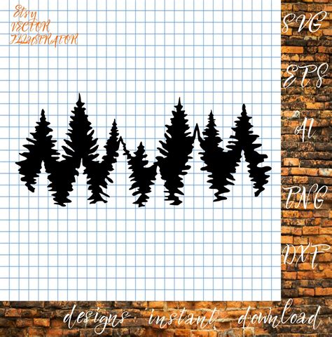 Treeline Silhouette Svg Forest Svg Cut File Pine Tree Svg Woods Svg Forest Tree Silhouette