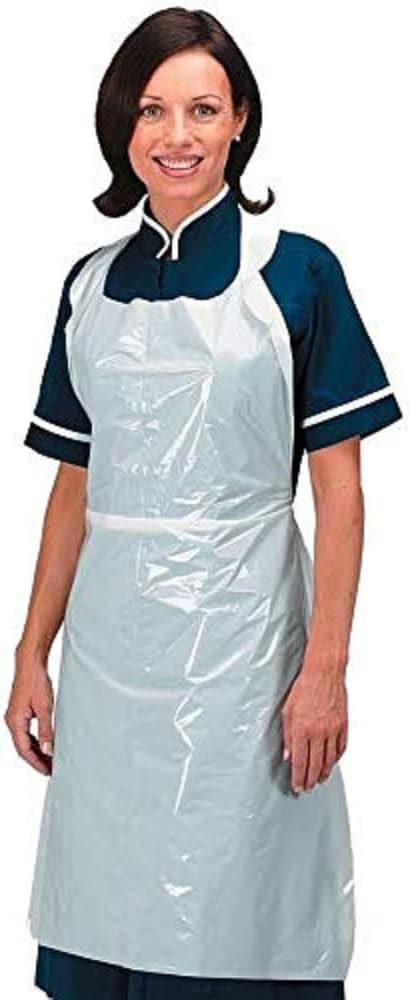 100 X 1above Disposable White Polythene Aprons 20 Micron Strong