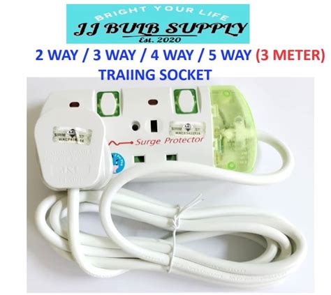 Sirim 3M Extension Trailing Socket W Neon Plug Adaptor Multiple Universal Adapter Cord 2 3 4 5