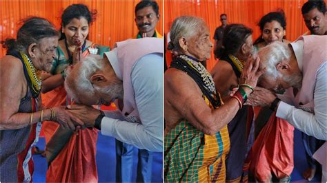 Prime Minister Narendra Modi Meets Tulsi Gowda And Sukri Bommagowda