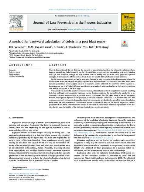 pdf a method for backward calculation of debris in a post blast scene