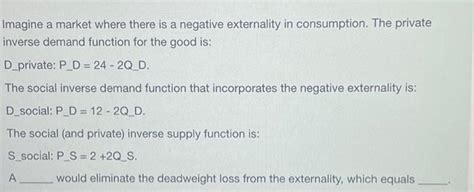 Solved Imagine A Market Where There Is A Negative