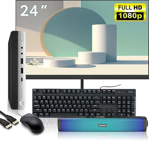 Amazon Com Hp Prodesk G Mini Desktop Pc With Fhd Monitor And Rgb Speakers Pc Set