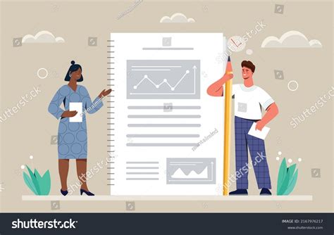 Project Management Concept Man Woman Stand Stock Vector Royalty Free 2167976217 Shutterstock