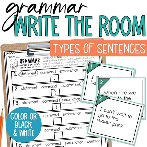 Types Of Sentences Grammar Practice Write The Room Activity