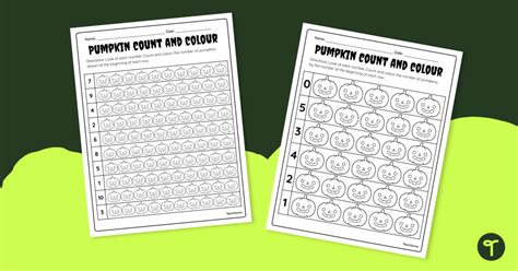 Pumpkin Count And Color Halloween Math Worksheet Teach Starter