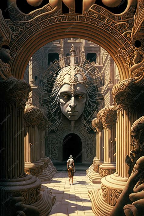 Enorme Laberinto Con Hermosa Arquitectura Y Estatuas Foto Premium