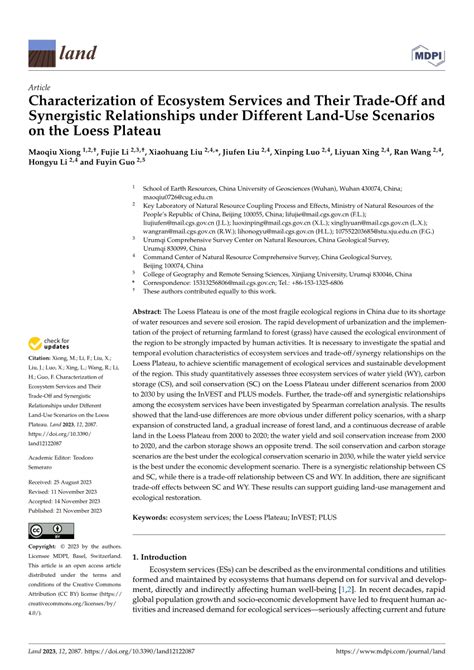 Pdf Characterization Of Ecosystem Services And Their Trade Off And Synergistic Relationships