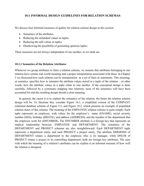 Informal Design Guidelines For Relation Schemas