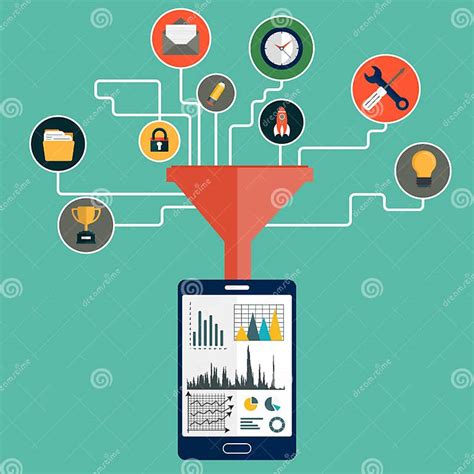 Concepts For Creative Process Big Data Filter Data Tunnel And Analysis Flat Vector Stock