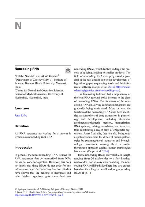 PDF Noncoding RNA