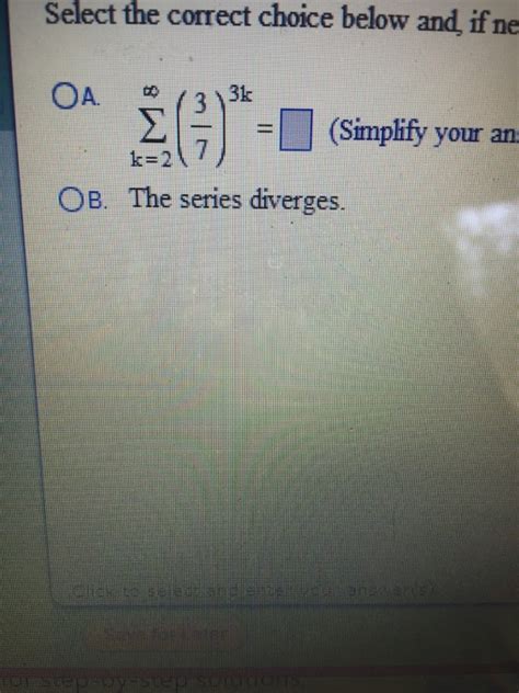 solved select the correct choice below and if a sum k 2