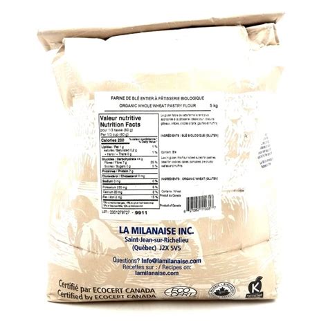 Farine De Blé Entier à Pâtisserie Biologique Milanais Aubut 5332