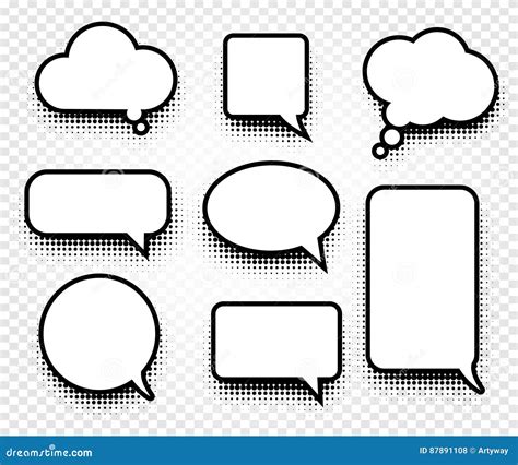 Isolated Abstract Black And White Color Comics Speech Balloons Icons