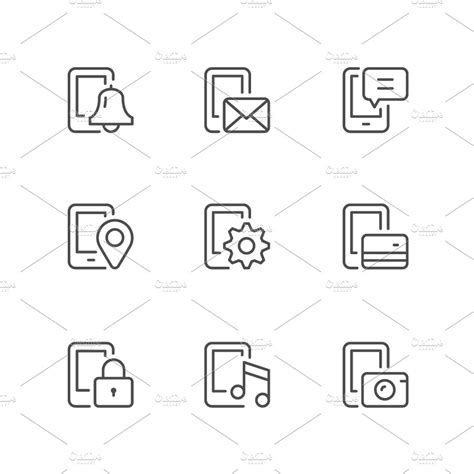 Set Icons Of Mobile Phone Functions MasterBundles