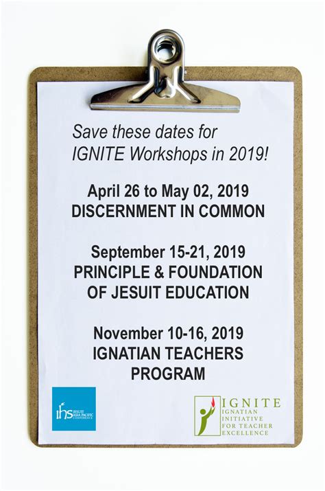 2019 Ignite Workshop Dates Ignatian Initiative For Teacher