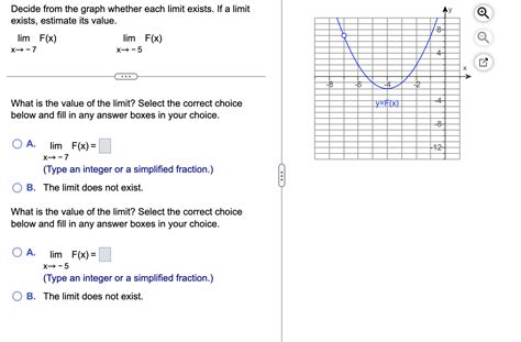 Solved Decide From The Graph Whether Each Limit Exists If A Chegg