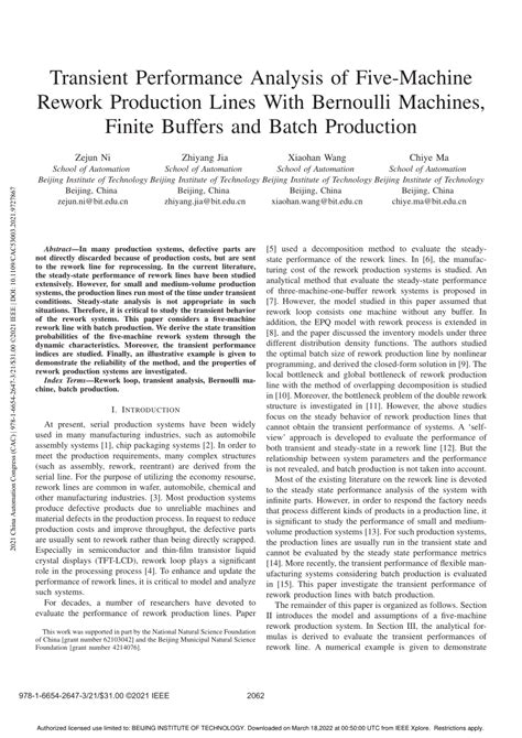 pdf transient performance analysis of five machine rework production