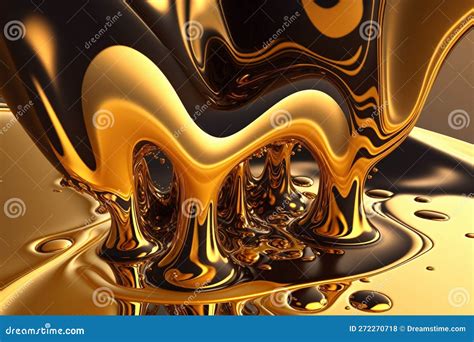 Fluid Melted Liquid Gold Texture Melted Golden Background Artistic