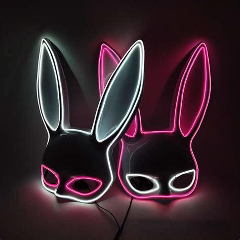 야광 토끼 Led 마스크 흰색 귀여운 긴 귀 토끼 마스크 섹시한 여성 마스크 나이트 클럽 카니발 파티 장식 글로우 소품