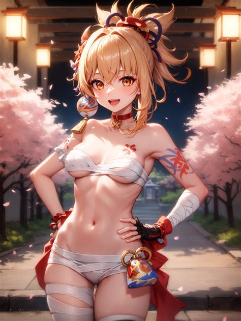 Rule 34 Ai Generated Bandaged Chest Bandaged Leg Blonde Hair Breasts