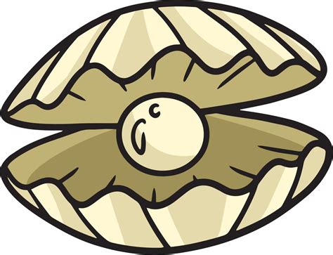 Pearl In A Sea Shell Cartoon Colored Clipart 17022671 Vector Art At