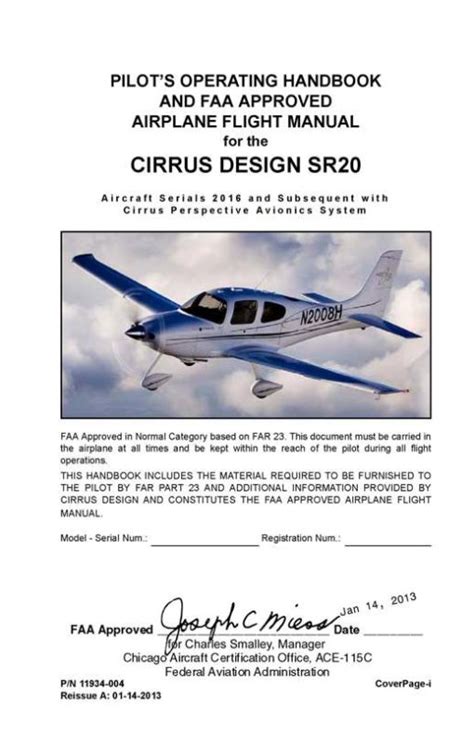 Cirrus Design Sr20 Pilots Operating Handbook And Airplane Flight
