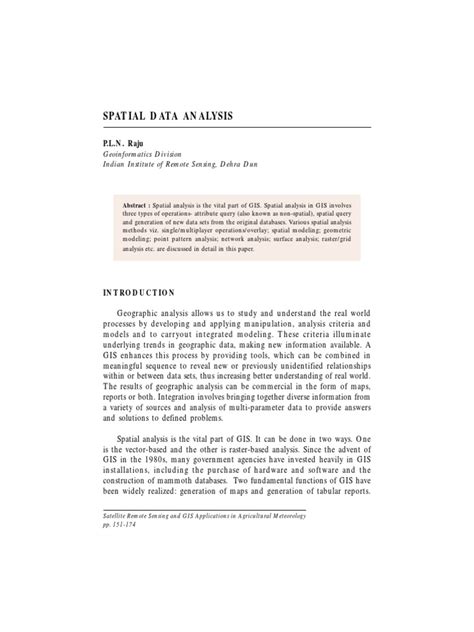 spatial data analysis raju pdf spatial analysis geographic