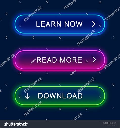 Vector Neon Button Web Design App Stock Vector Royalty Free