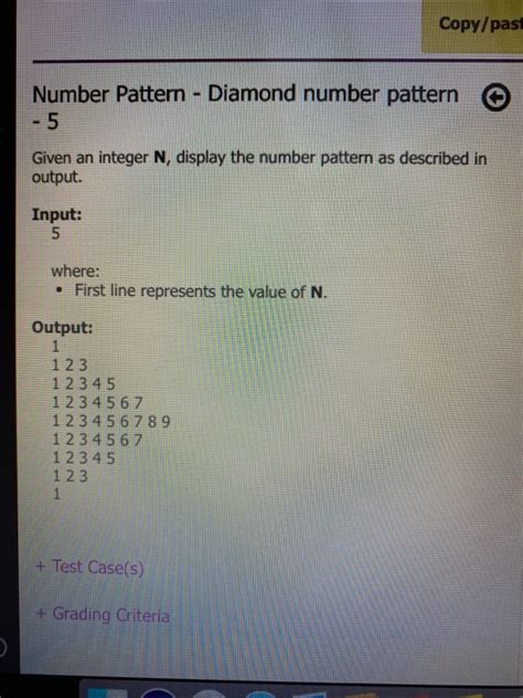 Solved Copypast Number Pattern Diamond Number Pattern 5