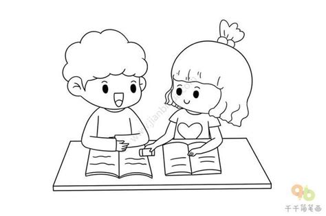 同桌简笔画一男一女卡通怎么画（精选19张） 简笔画图片大全