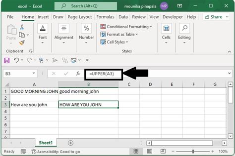 Excel 如何改变文本的大小写极客教程