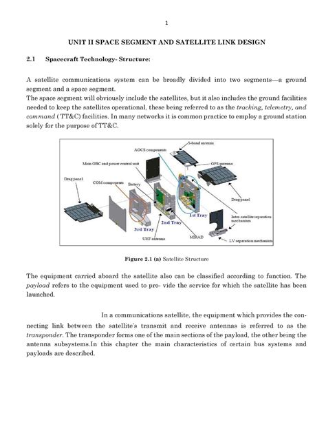 Unit Ii Space Segment And Satellite Link Design 1 Unit Ii Space