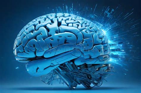 Technological Brain In Explosion Ai Generated Background Stock