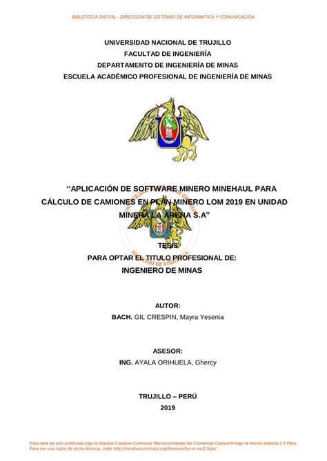 Pdf AplicaciÓn De Software Minero Minehaul Para CÁlculo De