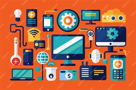 A Colorful Arrangement Of Various Hardware And Software Elements Used In Technology Integration