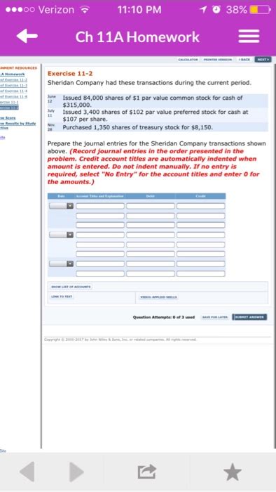 Solved 11 10 Pm 38 Oo Verizon Ch 11a Homework E Exercise