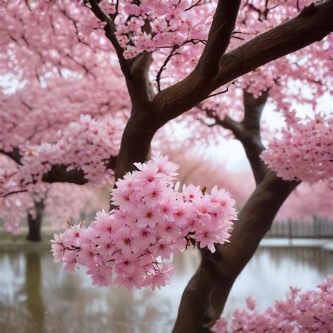 Premium Photo A Pink Tree With Pink Flowers In The Middle Of It