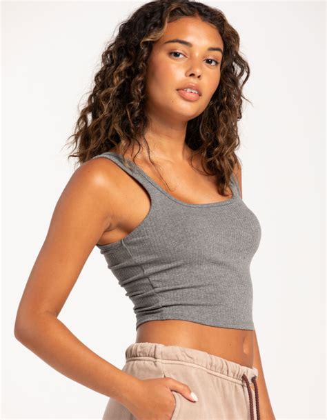 Tillys Square Neck Womens Tank Top Heather Gray Tillys