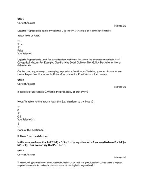 Answer Pdf Logistic Regression Regression Analysis